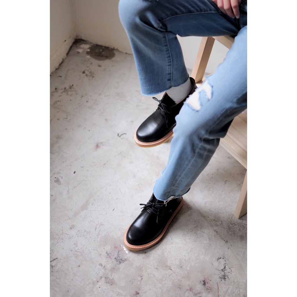 黑色 A8636 生膠底沙漠靴 船型底 (黑、紅咖啡、沙色 3色) | 蝦皮購物