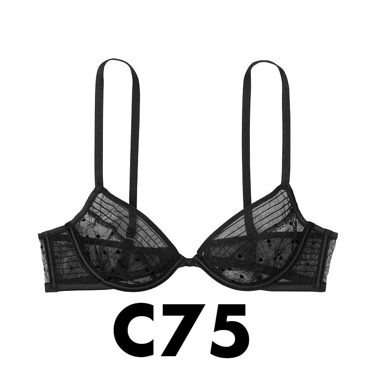 (34C/C75 Bill USA) - 超性感無襯墊黑色網眼半上衣 (57),奢華內衣,黑點 - 維多利亞的秘密 | 蝦皮購物