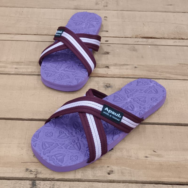 【APAUL雅鉑】11608 酒紅/粉+紫底雅鉑紋交叉拖 | 蝦皮購物