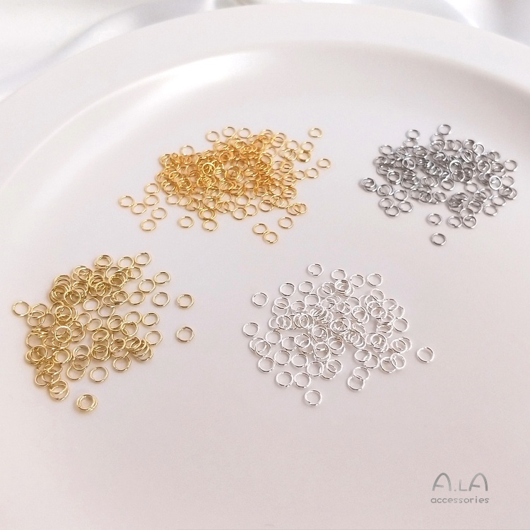 Ala-0209-高保色高品質--保色18K鈦鋼細小開口圈14K金色單圈高強度防拉開diy鏈條連接O圈 | 蝦皮購物