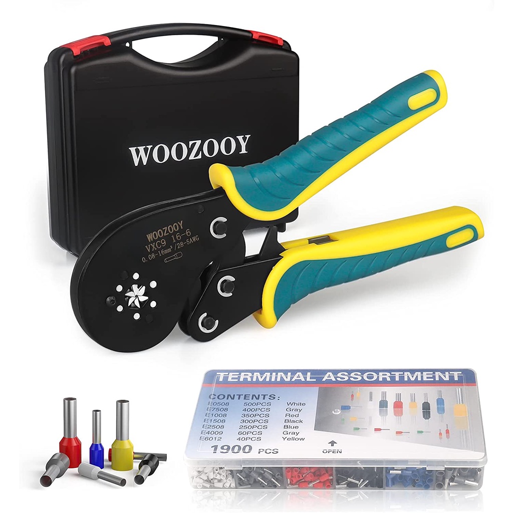 VXC9 16-6 六角線壓接器,棘輪&自調節壓線鉗工具套裝 0.08-16mm2 28-5AWG 1900pc | 蝦皮購物