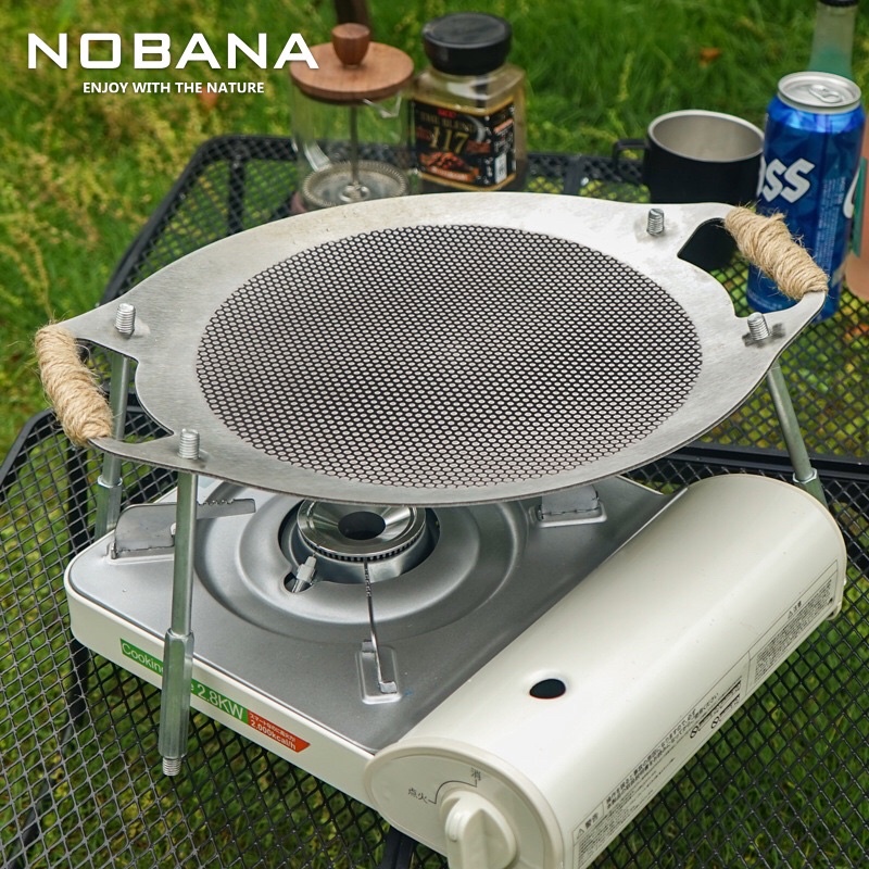 NOBANA 304不鏽鋼露營戶外韓式不鏽鋼烤盤附伸縮支架、麻繩、瀝油網、收納袋大全配 | 蝦皮購物