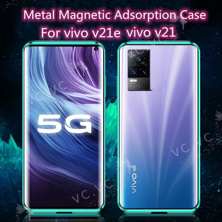 Vivo v21 v21e 5G 4G 磁性外殼金屬磁性吸附外殼 vivo v21e v21 雙面鋼化玻璃外殼金屬保險槓 | 蝦皮購物