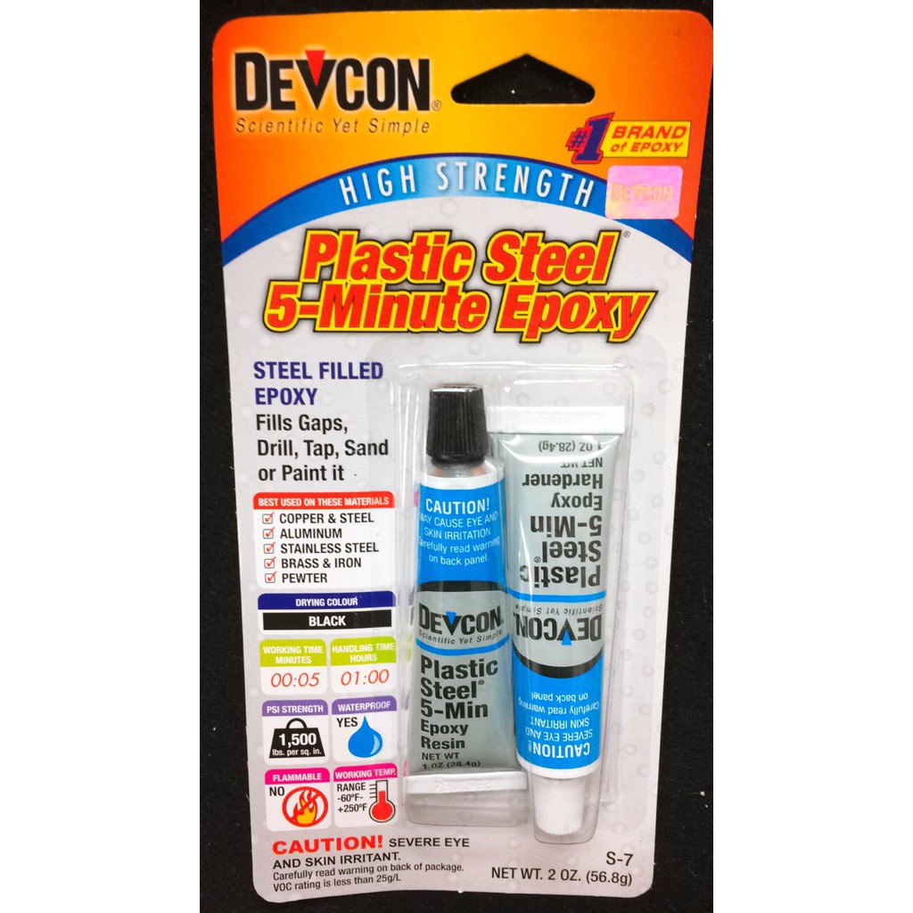 美國 德維康塑膠鋼 DEVCON S-7 鋼質5分鐘快乾 塑膠 玻璃 木材 皆可黏合 裂縫填補 耐溫 AB膠 AB劑 | 蝦皮購物