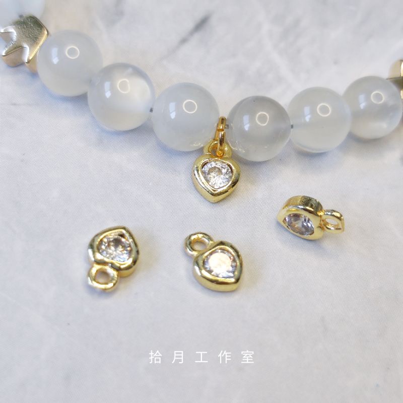 台中飾品材料 14k金 保色吊墜 微鑲吊墜 5入/組 愛心 圓鑽 | 蝦皮購物