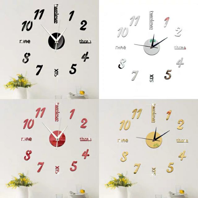 GZ007 DIY數字掛鐘臥室客廳背景牆亞克力鏡面牆鐘 | 蝦皮購物