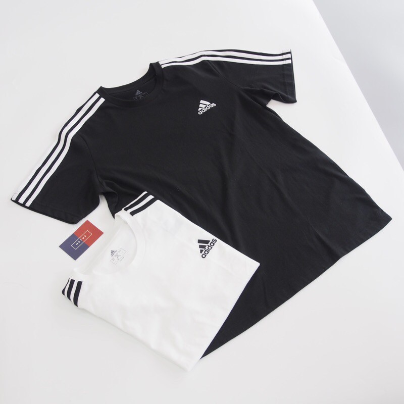 Motus | adidas Essentials 三線 短袖 短T 電繡 純棉 黑 白 GL3733 GL3732 | 蝦皮購物