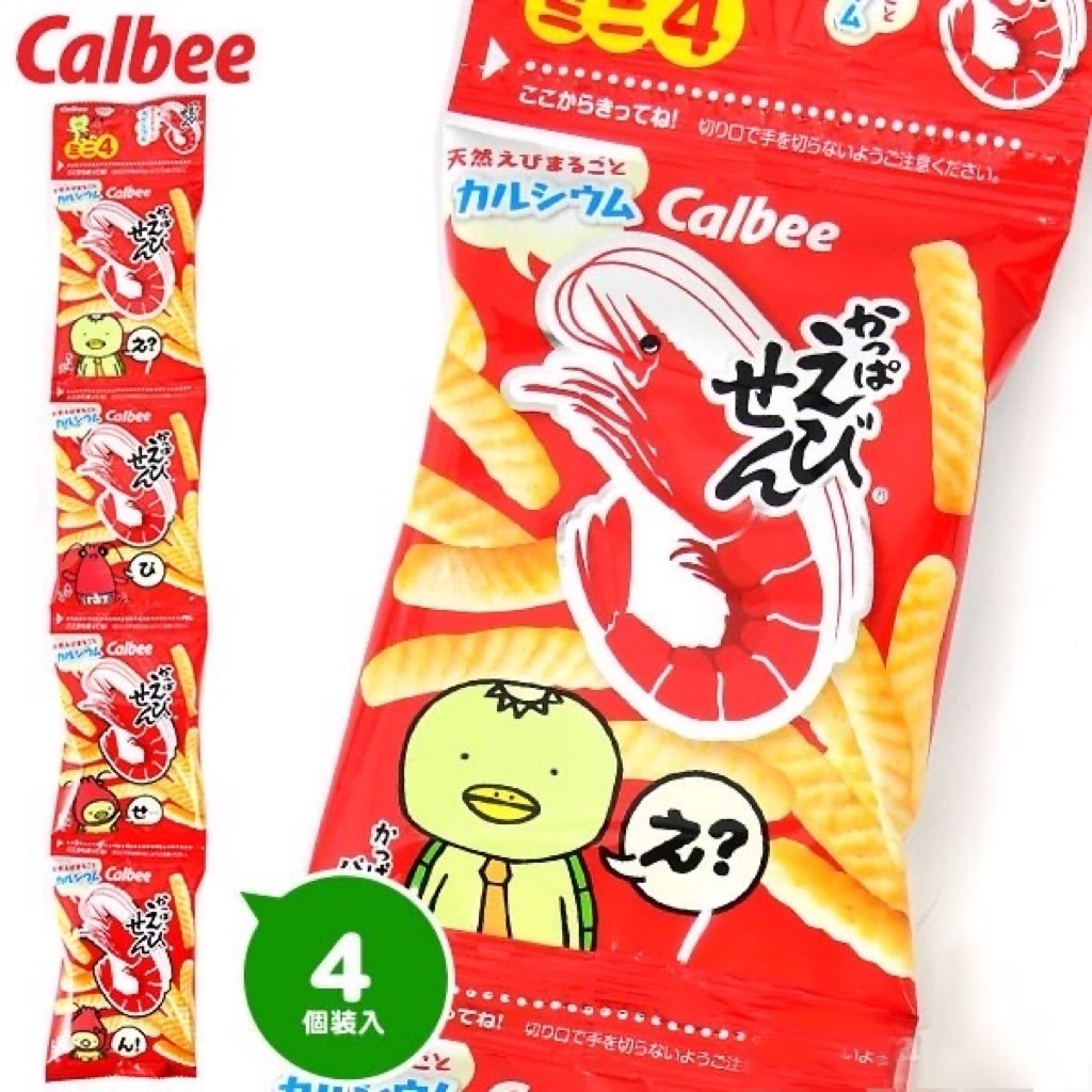 【無國界零食屋】日本 Calbee 卡樂比 蝦條 日本蝦味先 加樂比 4連串餅 蝦餅 餅乾 48g | 蝦皮購物