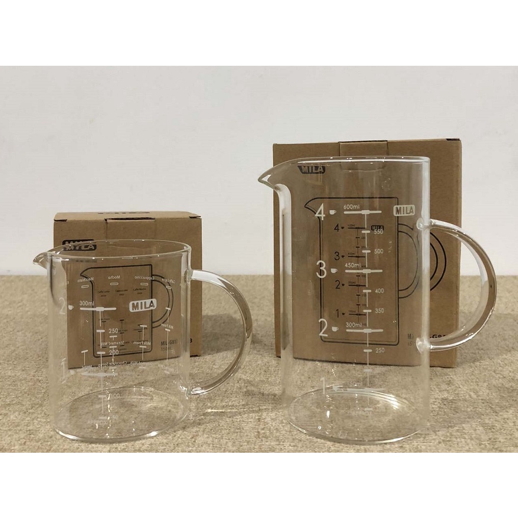 MILA 玻璃咖啡量杯 燒杯 耐熱玻璃 玻璃量杯 刻度量杯 350ml / 650ml『歐力咖啡』 | 蝦皮購物