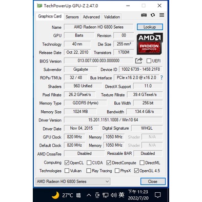 技嘉 GV-R685OC-1GD HD6850 1G GDDR5 PCI-E顯示卡 全固態電容 穩定耐用 二手 | 蝦皮購物
