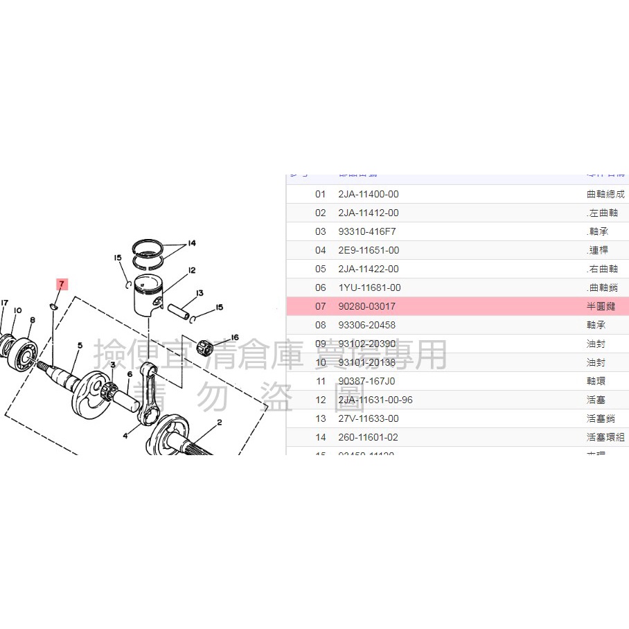 撿便宜 料號 90280-03017 YAMAHA山葉原廠 半圓鍵 曲軸半月銷 | 蝦皮購物