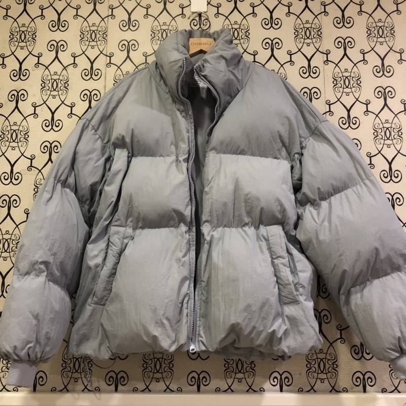 （二手）韓國品牌Asnofit鴨絨短版外套-灰藍 | 蝦皮購物