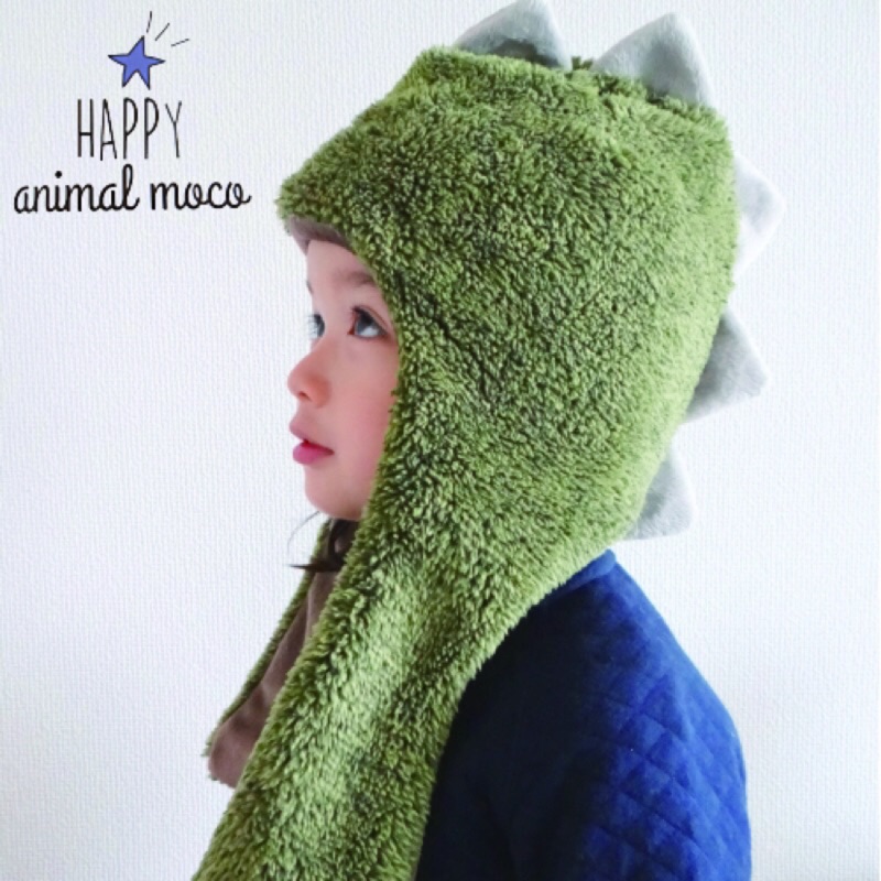 【樂選好物】現貨 日本 Happy MOCO 可愛動物造型 兒童保暖頭套 保暖帽 恐龍頭套 獅子 兒童保暖配件 | 蝦皮購物