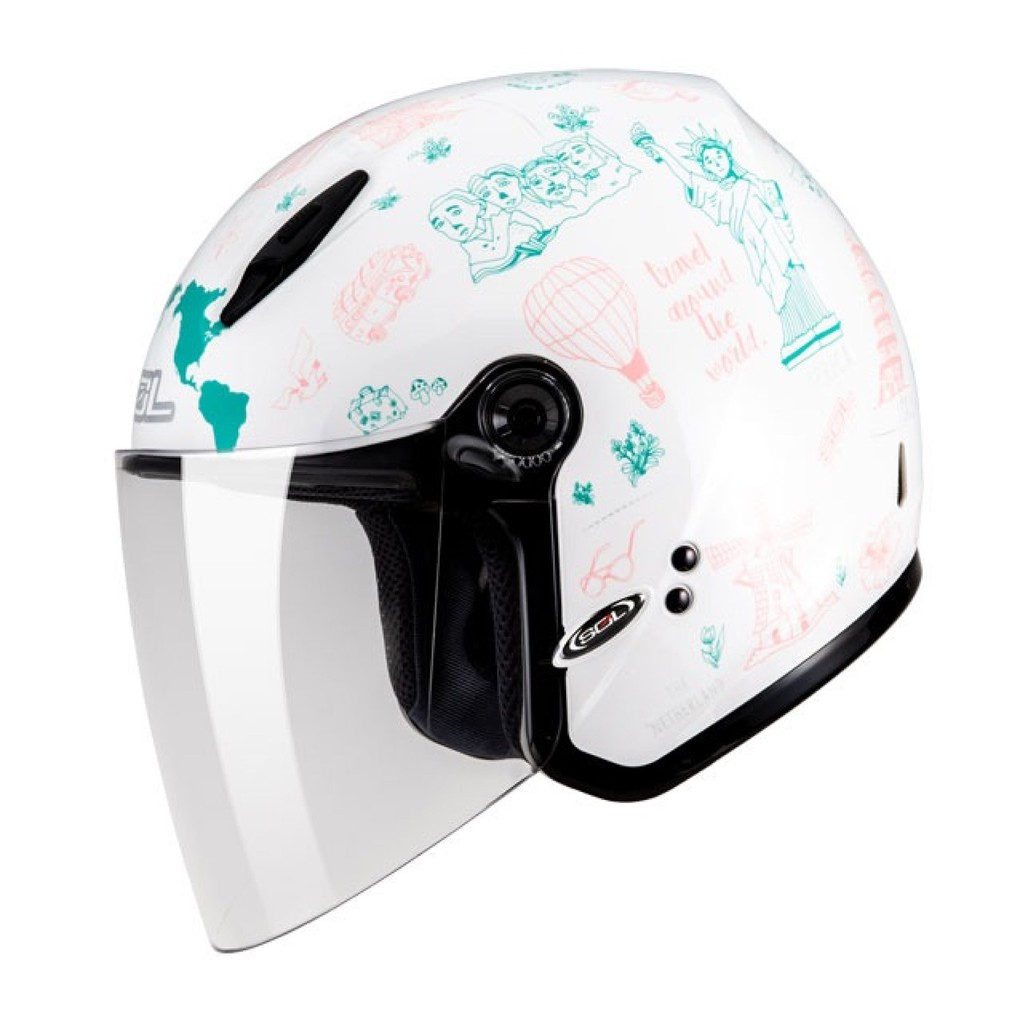 [安信騎士] SOL SL-27Y 27Y TRAVEL 環遊世界 白粉 安全帽 女用 半罩 3/4罩 好禮2選1 | 蝦皮購物