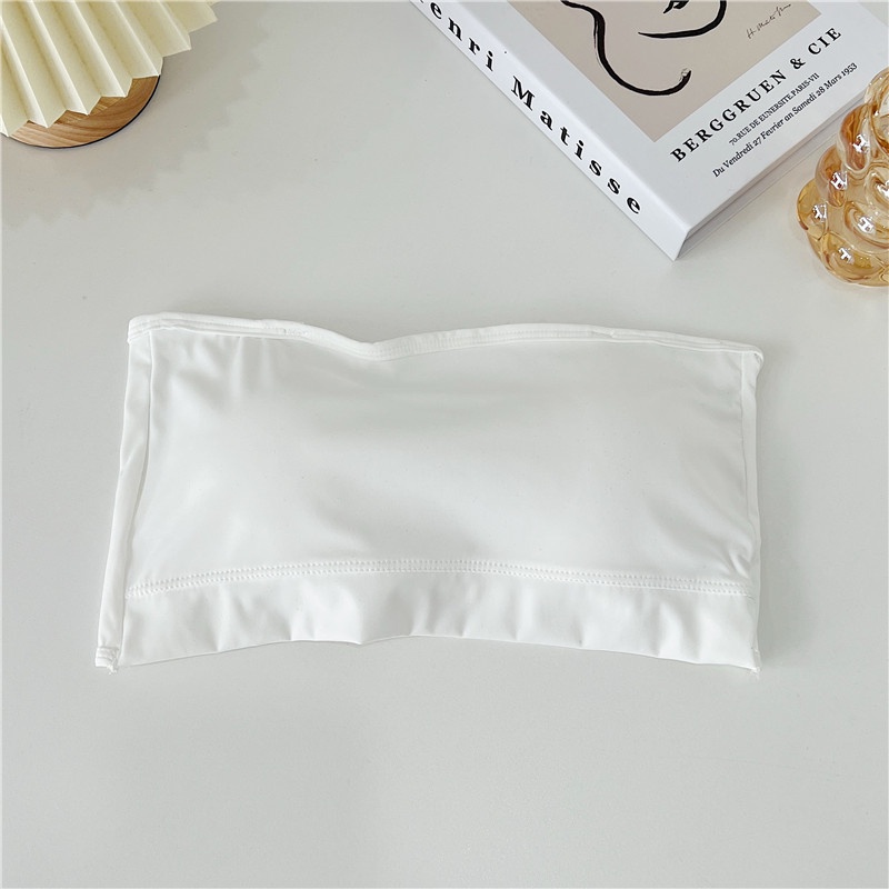 【小藍家】透氣冰絲抹胸固定罩杯 性感美背超聚攏收副乳 防走光內衣無痕一字抹胸 女生平口抹胸無肩帶裹胸冰絲內衣 雙排釦文胸 | 蝦皮購物