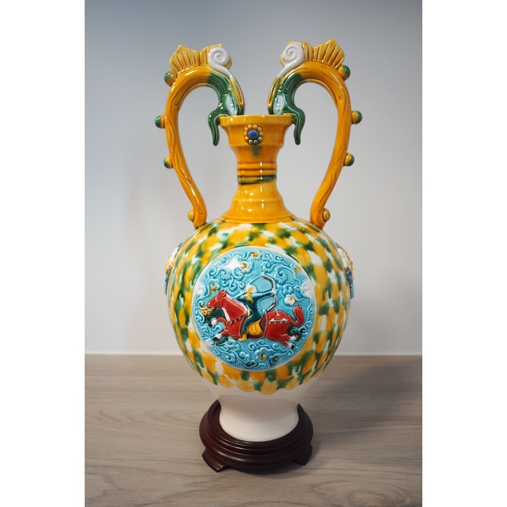 乾唐軒 乾唐彩 手工彩釉精品 TANGCAI ACERA 大型雙龍瓶 | 蝦皮購物