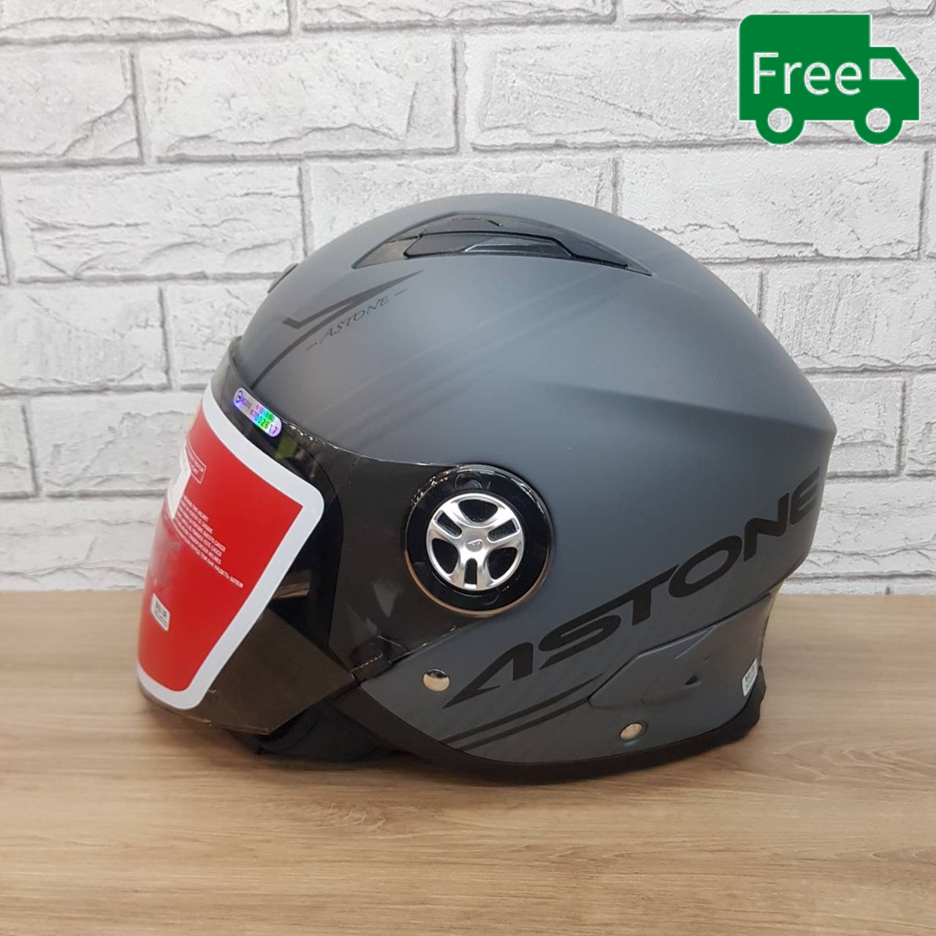 【台北新莊安全帽】🔥免運🔥 ASTONE MJS AS9 消光灰 半罩 輕量化 安全帽 內置墨片 | 蝦皮購物