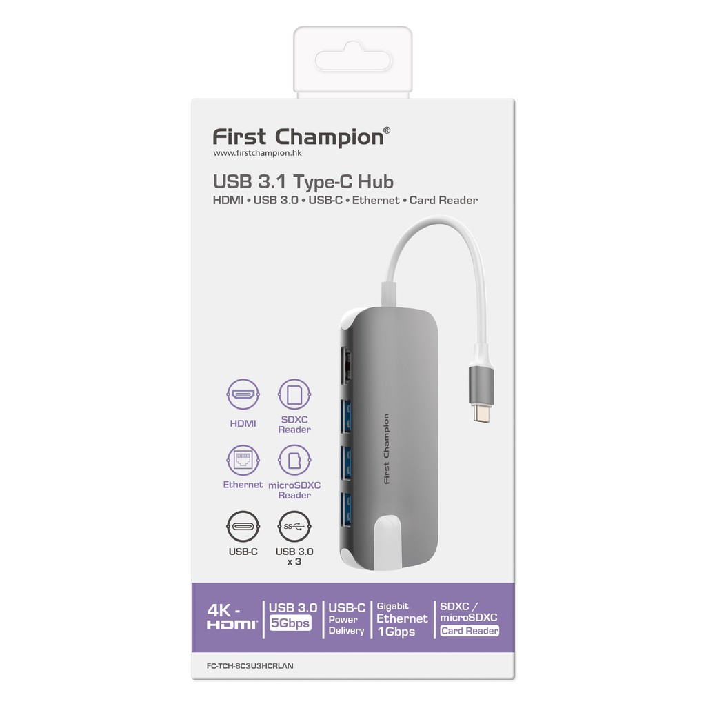 First Champion USB Type-C 集線器 8合1 with Gigabit Lan | 蝦皮購物