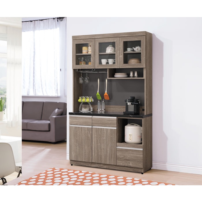 【zi_where】*莫瑞~4尺灰橡色石面餐櫃/碗盤櫥櫃/電器櫃 $16400 (高雄市區免運) | 蝦皮購物