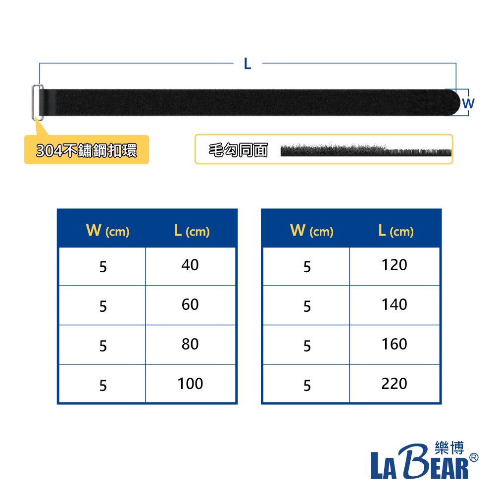 【LaBear】304不鏽鋼扣環 魔鬼氈 綁帶 40-220cm 毛勾同面 魔鬼氈束帶 魔鬼沾 黏扣帶 露營裝備 台灣製 | 蝦皮購物