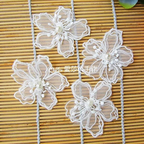 《iAsa愛莎の》手作材料 歐根紗雙層刺繡歐根紗雙層刺繡花朵漂白DIY手工縫紉婚紗服裝配料娃衣材料寬6cm | 蝦皮購物