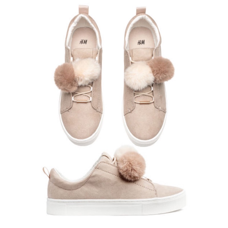 (全新) H&M全新駝色毛球休閒鞋US6/EU37 | 蝦皮購物