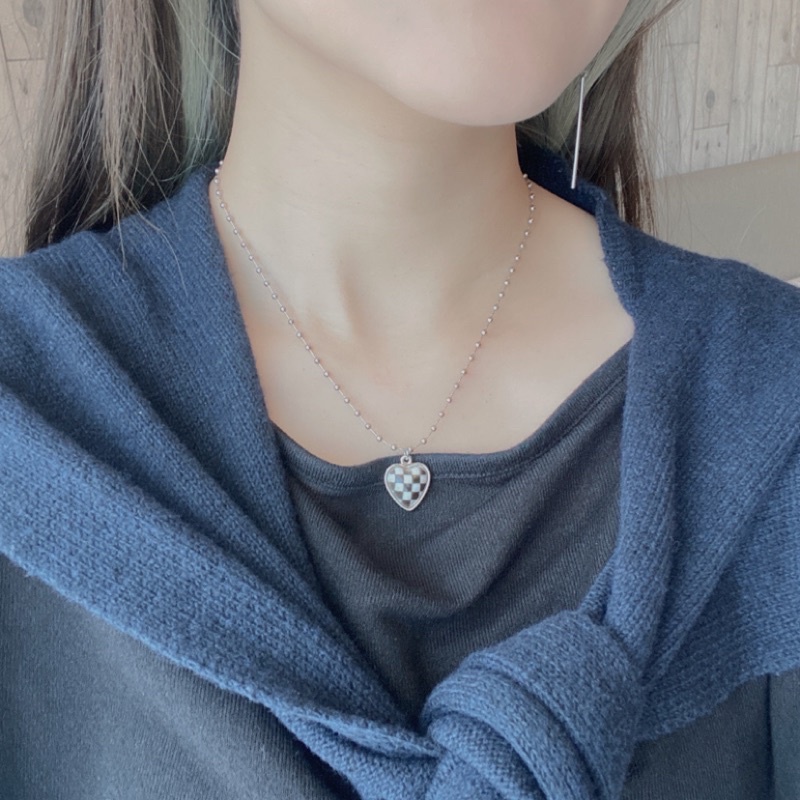 【Eighting_KOREA】超可愛‼️必買棋盤格立體愛心項鍊 闆娘自留款 | 蝦皮購物