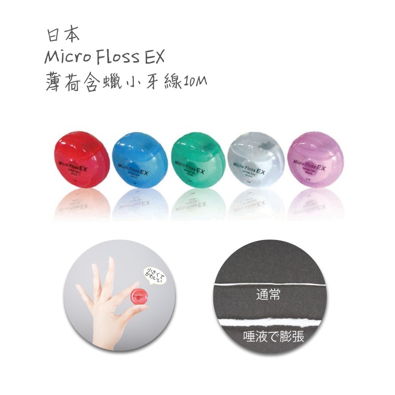 日本進口 Micro Floss EX 薄荷含蠟牙線10m 迷你牙線 膨脹 海綿 牙線 隨身攜帶 小牙線 | 蝦皮購物