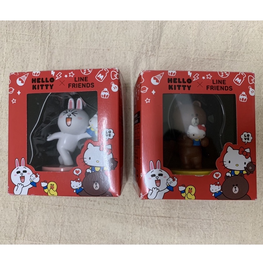 全新 Hello kitty x Line Friends 兔兔&熊大 公仔玩具 扭蛋轉蛋 | 蝦皮購物