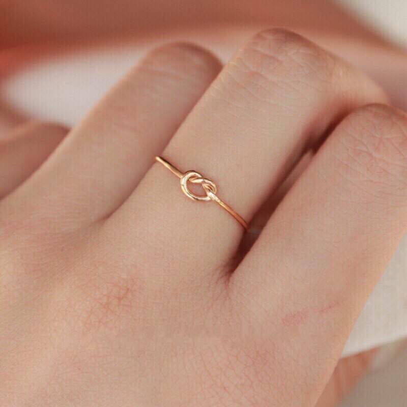 DJ訂製 洗手不用摘 美國14k包金打結戒指 永結同心同心結戒指14KGF | 蝦皮購物