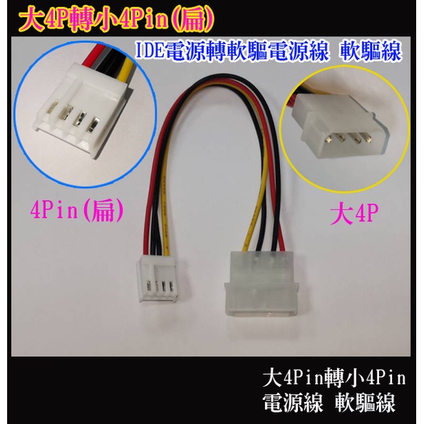 大4Pin轉小4Pin電源線 大4P轉小4Pin(扁) IDE電源轉軟驅電源線 軟驅線 大4P轉小4P 風扇線/轉接線 | 蝦皮購物