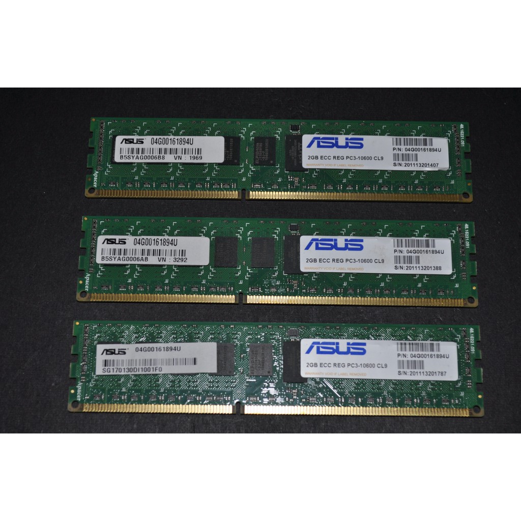 華碩 PC3-10600 (DDR3-1333) 2Gx3=6G REG ECC 伺服器記憶體(同廠牌 同顆粒 三通道) | 蝦皮購物