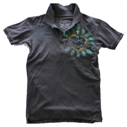 MONARCHY 短袖 POLO 衫 聖母瑪麗亞 十字 刺青 刺繡 仿舊破壞 炭灰色 M 【 以靡正品】 | 蝦皮購物