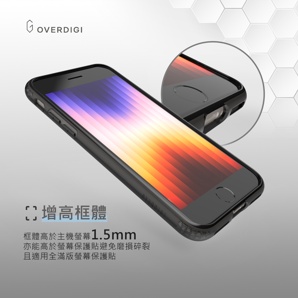 OVERDIGI V2 iPhone SE 蜂巢晶格雙料軍規防摔透明殼（一年黃變保固免費換新） | 蝦皮購物