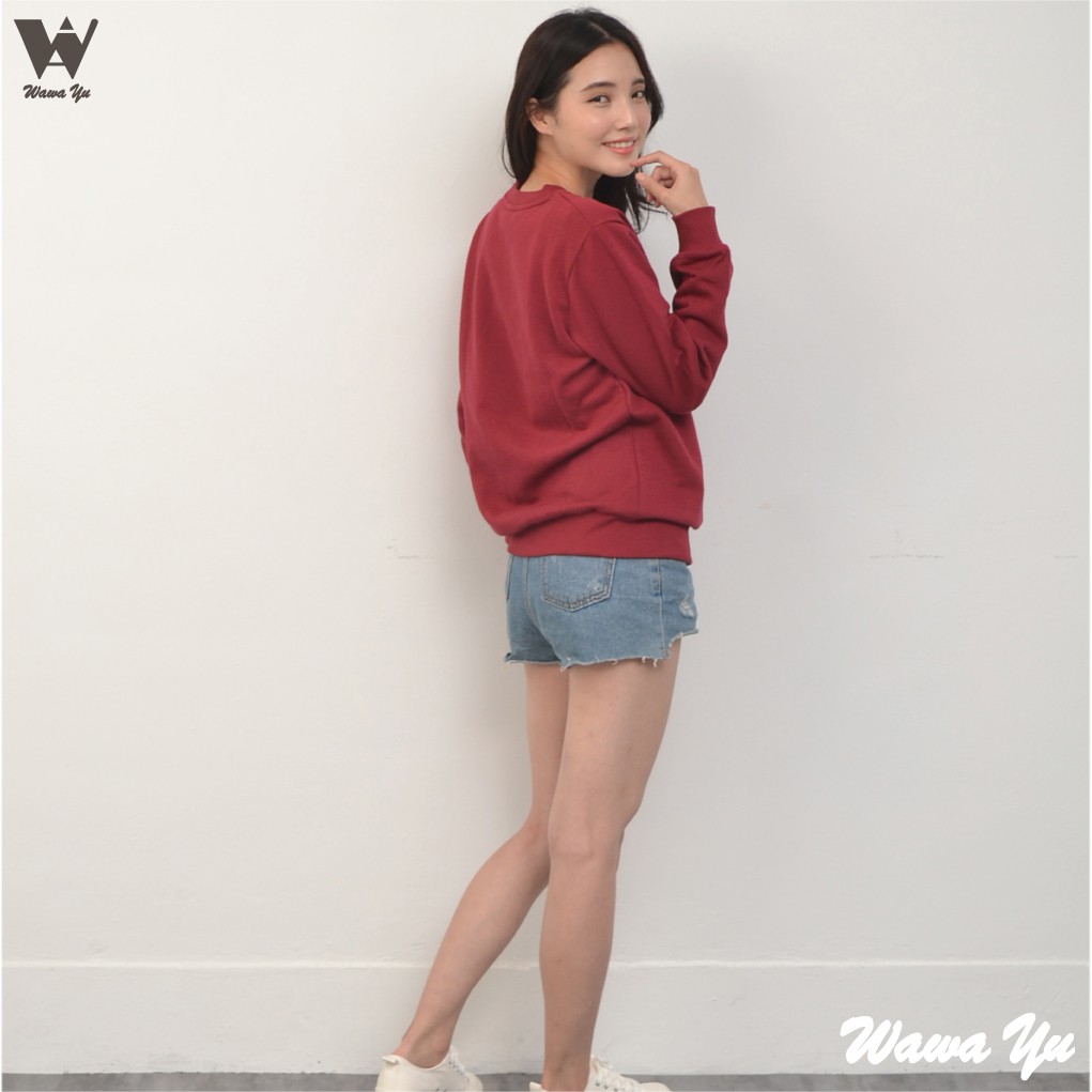 [新品]-大學T-不起毛-厚棉長袖圓領上衣-暗紅-女版 (尺碼S-2XL) [Wawa Yu品牌服飾] | 蝦皮購物