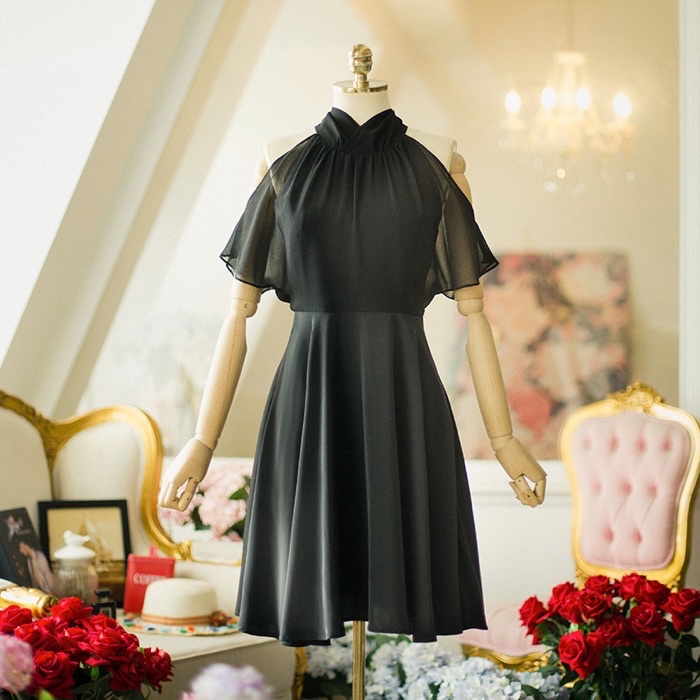 🎀 Hanagirl 🎀 正韓洋裝👗👗 名媛奶茶色約會 仙氣 雪紡洋裝 露肩洋裝 婚禮洋裝 禮服 E058 | 蝦皮購物