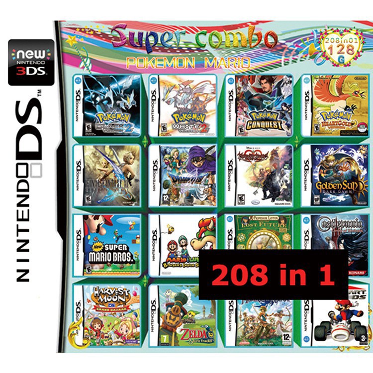 ♣【】任天堂遊戲卡 208款遊戲合卡 適用於原裝NDS NDSL NDSI 2DS 3DS New2DS New3D | 蝦皮購物