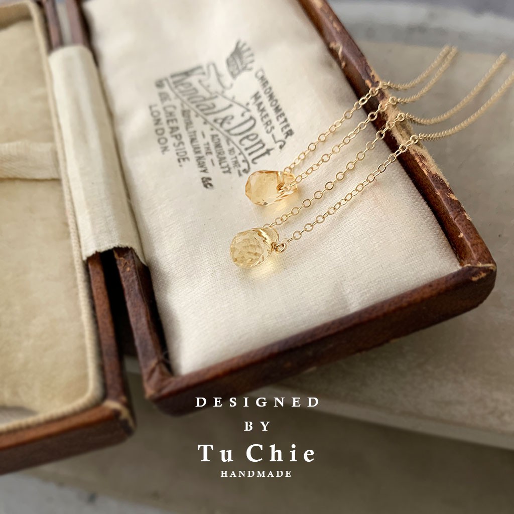 現貨實拍 天然黃水晶 美國14KGF包金 招財 開運 極細鎖骨鏈 短鏈 許願項鍊 TUCHIE復古手作輕珠寶 | 蝦皮購物