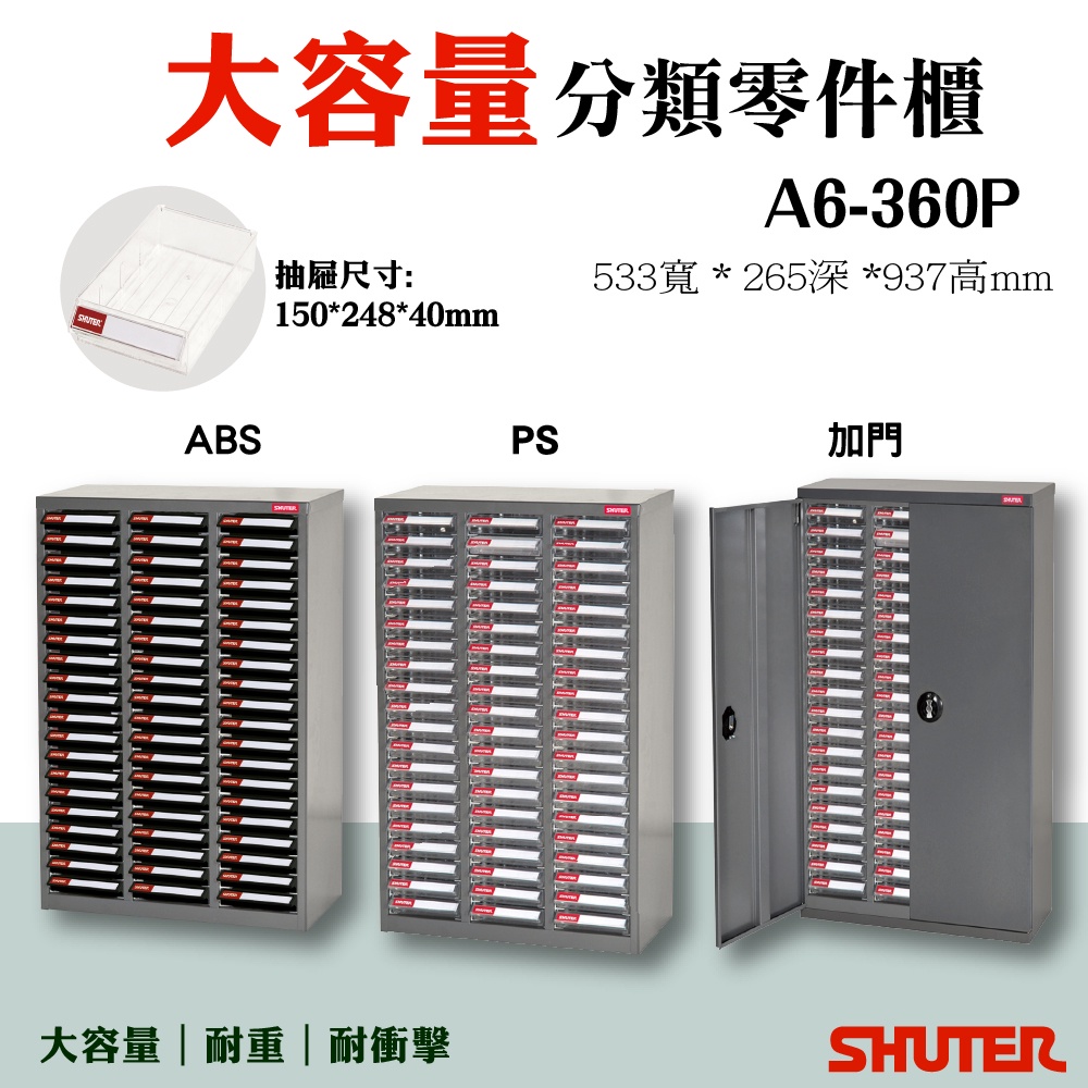 鍍鋅鋼板 台製零件櫃 🍉物料櫃 五金螺絲分類 工具櫃 透明抽屜 黑櫃 A6-360P 樹德 ST櫃 抽屜櫃 ABS黑櫃 | 蝦皮購物
