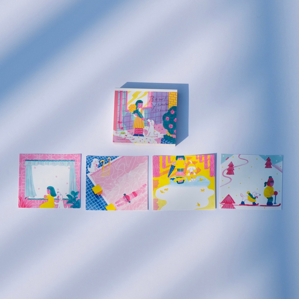 AIUEO 狗 便條紙 備忘錄/memo/狗狗/彩色/手帳周邊/辦公用品/留言/卡片/日本製 現貨 | 蝦皮購物