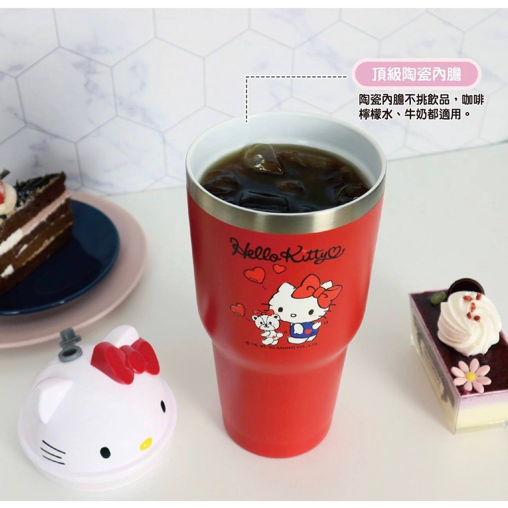 現貨快速出貨 正版 KT造型保冰保溫杯900ml Kitty 陶瓷 陶瓷冰壩杯 Hello kitty 保溫杯 保溫瓶 | 蝦皮購物