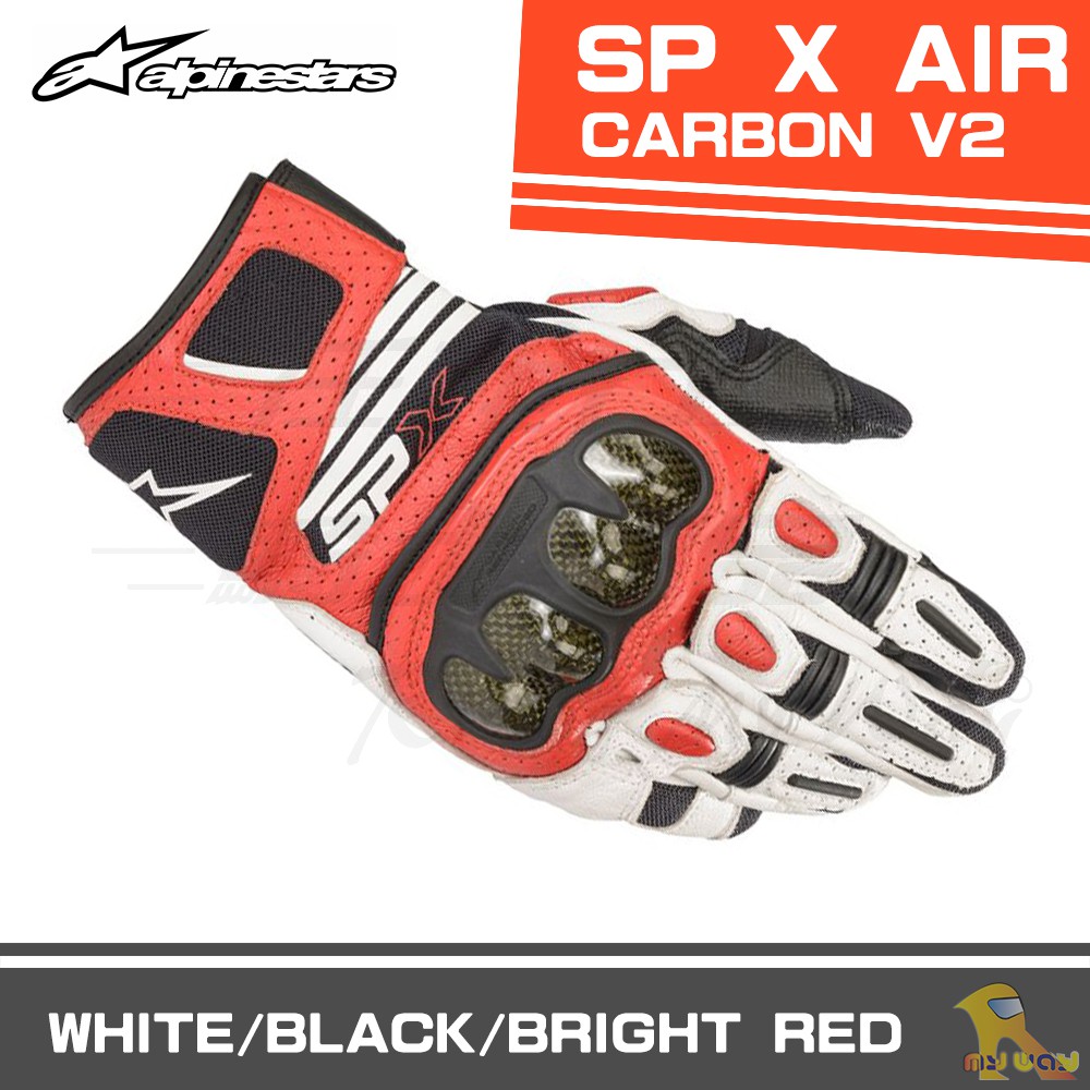 任我行騎士部品 ALPINESTARS SPX AIR CARBON V2 碳纖維 皮革 防摔 手套 觸控 A星 白黑紅 | 蝦皮購物