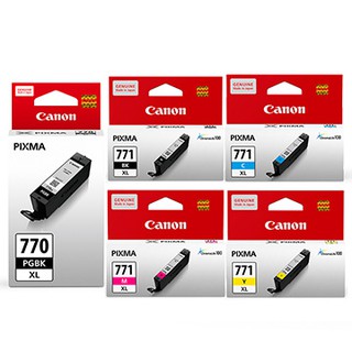 CANON PGI-770XL-BK+CLI-771XL-BK/C/M/Y 原廠XL墨水匣組合(2黑+3彩) 全新盒裝 | 蝦皮購物