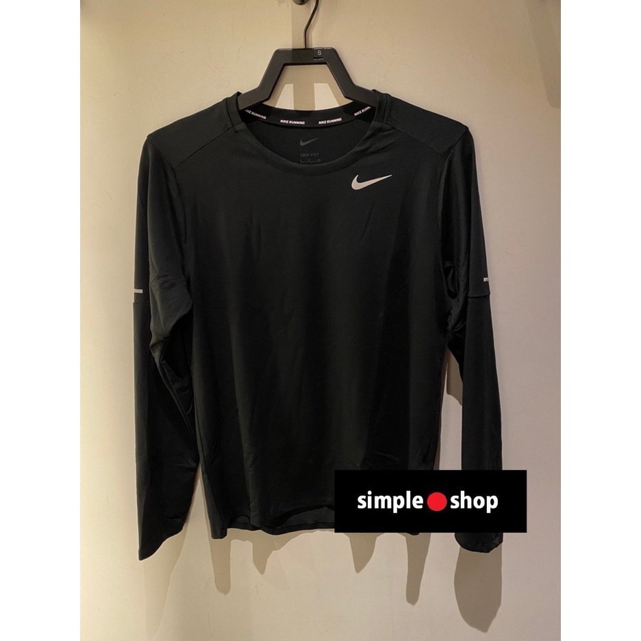 【Simple Shop】NIKE RUNNG 防曬 運動長袖 慢跑 訓練 跑步 排汗長袖 黑色 DD4755-010 | 蝦皮購物