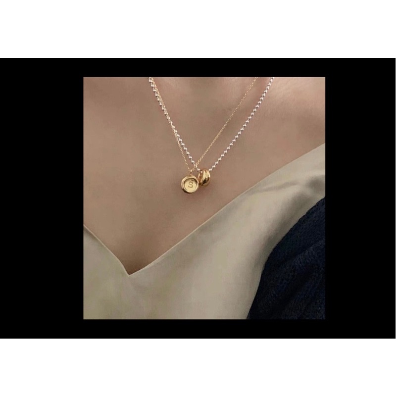 韓國 | MS125 純銀封蠟字母項鍊S925（2色） | 蝦皮購物