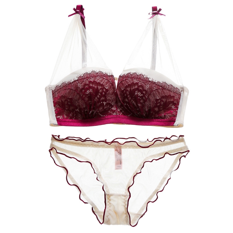 【vigny Core】〖套裝〗 現貨 特價 限時免運 秋冬新款加厚無痕無鋼圈性感蕾絲半杯內衣 女士聚攏文胸套裝胷罩 | 蝦皮購物