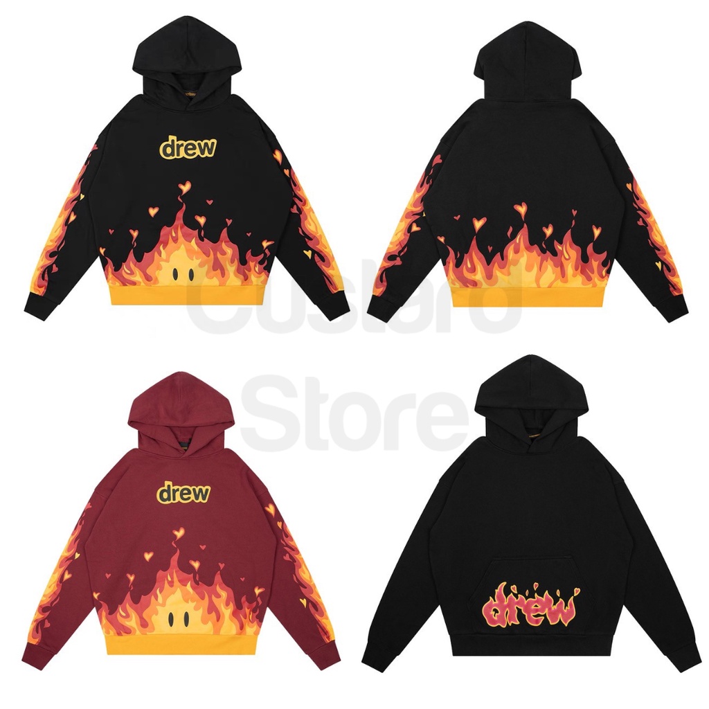Drew House fire hoodie 22FW 火焰帽T 長袖 長Tee | 蝦皮購物