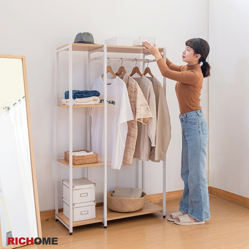 RICHOME 福利品 WA-220 桑妮大衣櫥架(可調式腳墊) 衣櫥 衣櫥架 收納架 玄關架 掛衣架 | 蝦皮購物