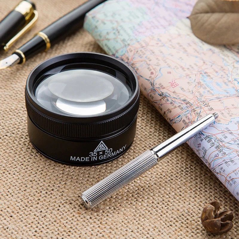 50倍放大鏡 德國蔡司工藝 全金屬雙層光學玻璃鏡片手持閱讀鑑定 | 蝦皮購物