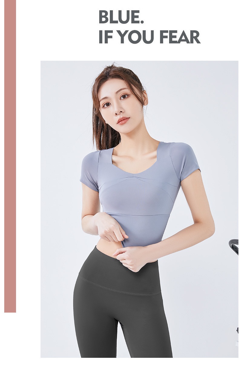 Fit.HER 瑜伽服運動上衣 女士短肚臍裸速乾帶胸罩緊身裸感透氣健身短袖 | 蝦皮購物